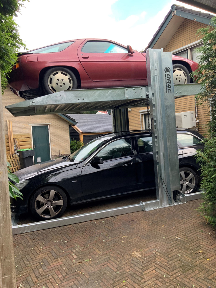 2 post car parking lift, free standing, suitable for outdoor use